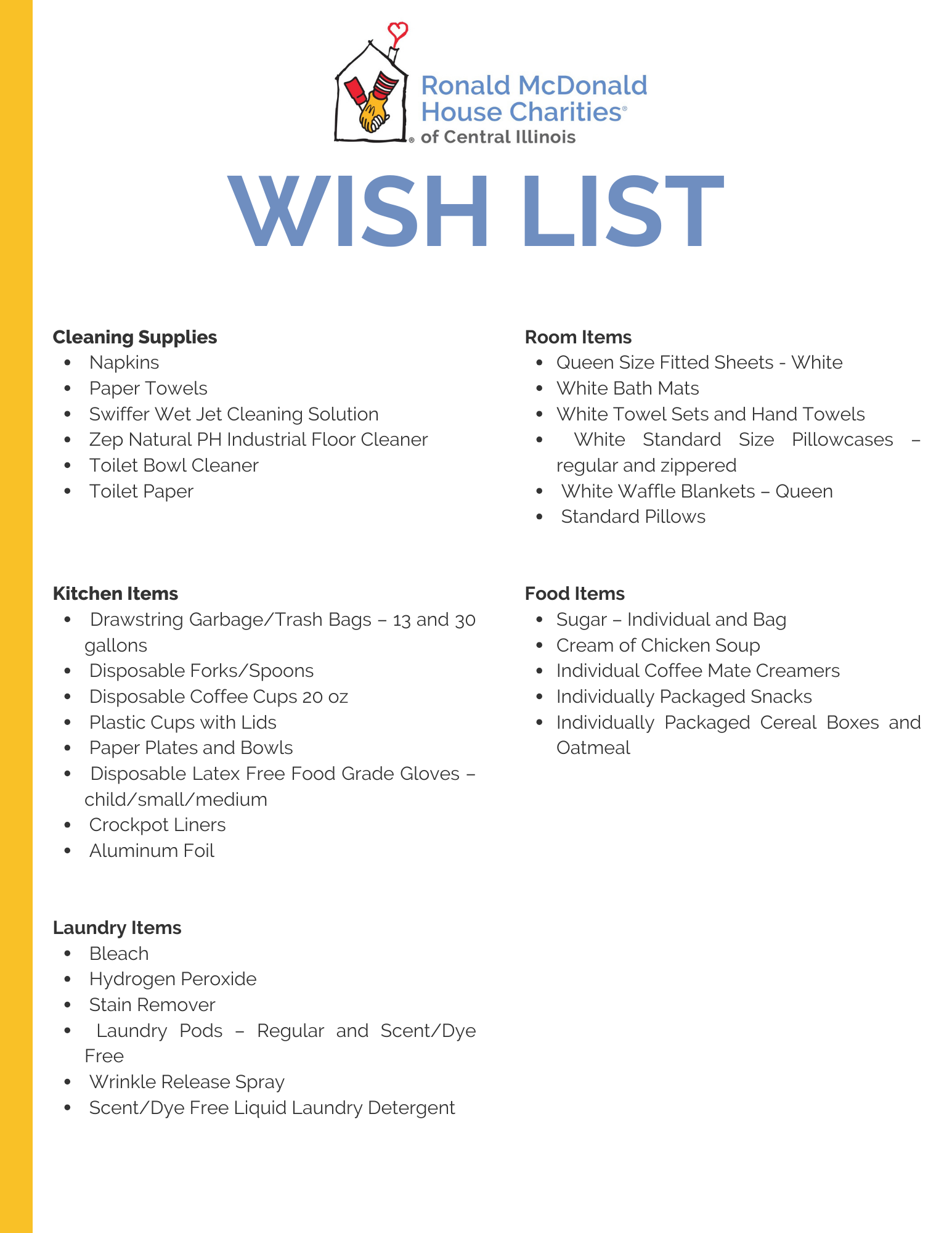 Wish List | Ronald McDonald House Charities of Central Illinois